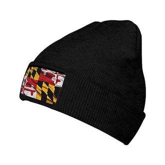 Generic Respirant Bonnet Tricot&eacute;, Drapeau Vintage du Maryland, Classique Beanie Hats, Tricoter Chapeau pour Ski, Femme, Cyclisme