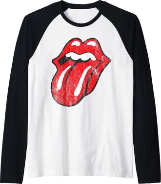 THE ROLLING STONES Rolling Stones Offizielle Zunge im Used-Look Raglan