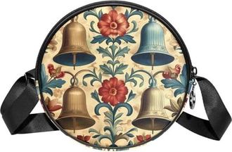 Generic Sac &agrave; bandouli&egrave;re rond pour femme, petit sac &agrave; bandouli&egrave;re r&eacute;tro avec fermeture &eacute;clair, bretelles r&eacute;glables, sac &agrave; main rond d&eacute;contract&eacute; pour femmes e