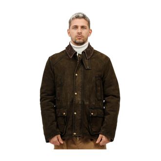 The Jack Leathers Wildleder Jagdjacke mit Samtkragen - - Jackets - Herren - Braun - XL