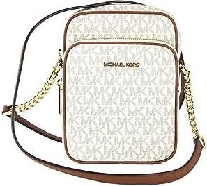 Michael Kors Jet Set Travel Signature Sac à bandoulière en PVC avec logo moyen, vanille, Medium