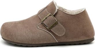 Generic Chaussons Femme Hiver Doux en Daim Confortable Mousse M&eacute;moire Large Pied Nu Slip-on Mules avec Bride R&eacute;glable, Chaudes Chaussons Patate pour Int&eacute;rieur