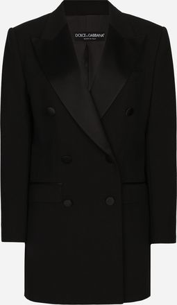 Dolce & Gabbana Zweireihige Jacke Aus Wolle In Leinwandbindung - Frau Blazer Schwarz Wolle 42