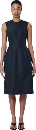 Jil Sander Femme, Robes, Noir, Taille: 38 FR Robe Midi Structur&eacute;e Sans Manches
