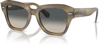 Ray-Ban State Street Sonnenbrillen Grün Gestreift Fassung Grau Glas 49-20