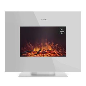 Cecotec ReadyWarm 2710 Design Flames White dekorativer Elektrokamin, 66 cm (26 Zoll), mit Fernbedienung, max. Leistung 2000 W, 2 Stufen, flaches Panel, geh&auml;rt