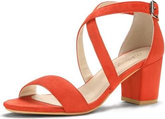 Allegra K Sandales &agrave; Talon carr&eacute; pour Femmes Orange 37