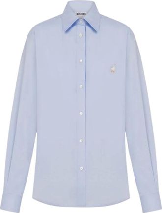 Moschino Femme, Blouses et Chemises, Bleu, Taille: 40 FR Goose Cotton Poplin Shirt