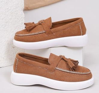 Generic Mocassins larges et confortables pour femme - Couleur unie - Style classique - Respirant - D&eacute;contract&eacute; - Chaussures plates &agrave; enfiler - Pour le travail