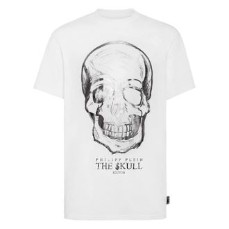 Philipp Plein Homme, Tops, Blanc, Taille: 2XL T-shirt Round Neck SS Skull