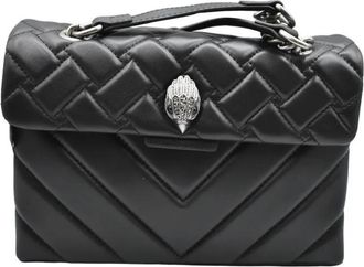 Kurt Geiger Hobo Bags - Quilted Black Handbag With Silver-Tone Clasp - Gr. unisize - in Schwarz - f&uuml;r Damen