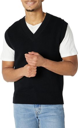 Amazon Essentials Herren Pullunder mit V-Ausschnitt, lockere Passform, Schwarz, XX-Large