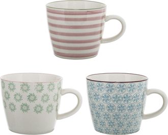 Bloomingville Tassen Patrizia, blau gr&uuml;n rosa, Keramik, 3er Set,9,5cm