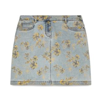 Fiorella Rubino Denim Minirock mit Blumenprint - - Skirts - Damen - Blau - 5XL