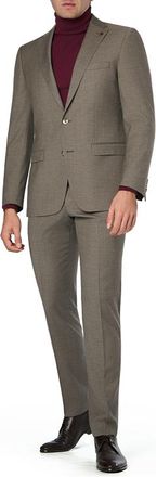 Roy Robson Herren Anzug braun meliert Slim Fit