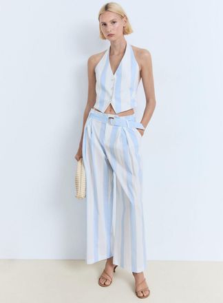 Mango Neckholder-Weste mit Streifen himmelblau - Damen - XS - MANGO