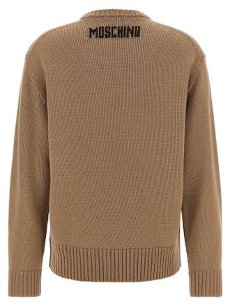 Moschino Merino Wool Intarsia Knit Sweater - Beige