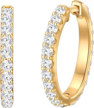 Trilani Ohrringe - Sterling Silber Creolen Zirkonia - Gr. unisize - in Gold - f&uuml;r Damen