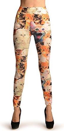 Liss Kiss Cute Kittens Collage on White Leggings - Multicolore Leggings Taille Unique (34-38)