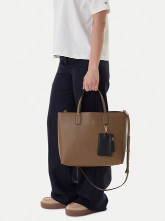 Tommy Hilfiger Handtasche Tommy Hilfiger Th Icon Satchel AW0AW18122 Braun