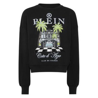 Philipp Plein Femme, Sweatshirts et sweats &agrave; capuche, Noir, Taille: 42 FR SweaT-shirt LS New Port Beach Cut