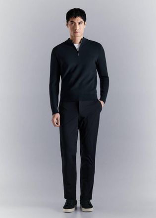 Mango Pull confort extensible &agrave; zip bleu marine - Homme - XL - MANGO MAN