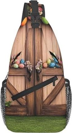 Generic Sac &agrave; dos &agrave; bandouli&egrave;re pour homme Motif lapin et oeufs de P&acirc;ques