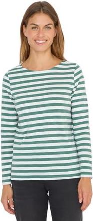 Cecil 3227274 T-Shirt Basique à Rayures, Vert Bijou, S Femme