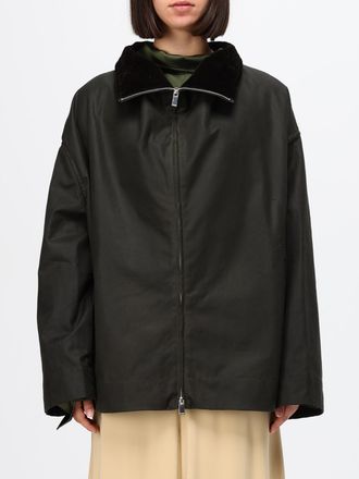 Toteme Veste courte en coton cir&eacute; avec col montant et fermeture zipp&eacute;e