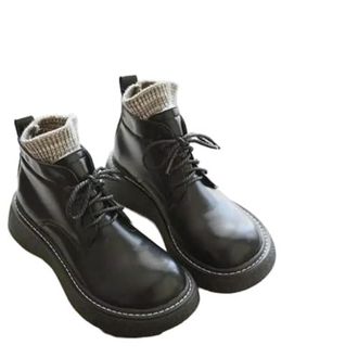 Generic QXDZSW Bottes courtes &agrave; t&ecirc;te large pour femme - Imperm&eacute;ables - En peluche chaude - En laine - Chaussures moches et mignonnes, Peluche noire 01, 38.5 E