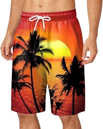 Generic Short de bain pour homme avec poches - S&eacute;chage rapide - Taille haute - R&eacute;glable, Orange, XXL