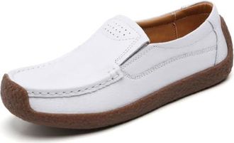 Generic Mocassins décontractés et Confortables pour Femmes, Chaussures de Travail Plates et Confortables,Blanc,42 EU