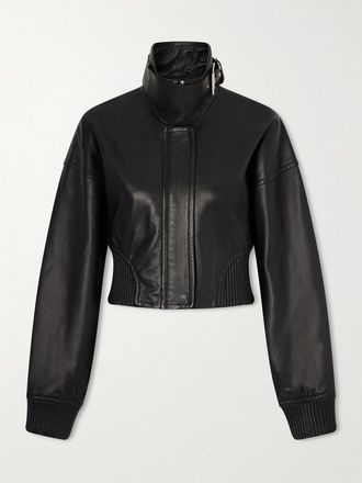 Sportmax Lederjacke Mit Schnalle - Schwarz