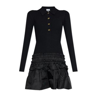 Ganni R&uuml;schenkleid - - Dresses - Damen - Schwarzk - XS