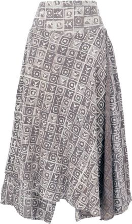 Guru Shop Ethno Hosenrock, Boho Maxirock, Khadi Sommerrock - Grau, Damen, Baumwolle, Size:M/L