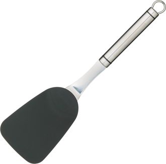 KitchenCraft Professional Pfannenwender Edelstahl, Küchenhelfer Crêpe Wender, Pfannenwender Kunststoff, Palatschinken Wender mit Polyamidkopf, ovaler Griff mit Öse