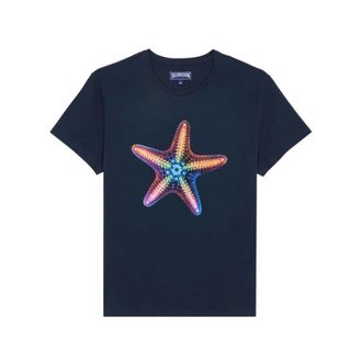 Vilebrequin Homme, Tops, Bleu, Taille: XL T-shirt en coton organique Disco Stars