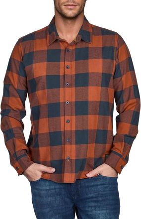 Riverso Flanellhemd Herren Langarm Kariert Regular Fit RIVArne Hemd Holzf&auml;llerhemd Karohemd 100% Baumwolle Braun, 4XL, 100% Baumwolle, Gr&ouml;&szlig;e:4XL, Farbe:Ginger