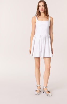 Maje Robe Courte En Coton - Blanc - Taille 38 - Maje