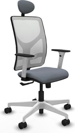 Piqueras y Crespo Schreibtischstuhl in Wei&szlig; und Grau, mit wei&szlig;en und schwarzen Armlehnen, h&ouml;henverstellbarer Lendenwirbelst&uuml;tze und festem Kopfteil, Wei&szlig;/Grau