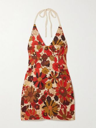 Sir. Castella Neckholder-minikleid Aus Leinen Mit Blumenprint - Mehrfarbig