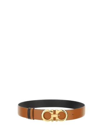 Ferragamo Womens Belt Reversible Brown-Black Calf Leather Brown/black