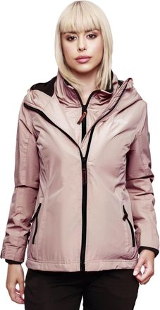 Marikoo Designer Damen Übergangs Jacke leicht gefüttert Kapuze kurz B659 [B659-Erdbeer-Rosa-Gr.XXL]