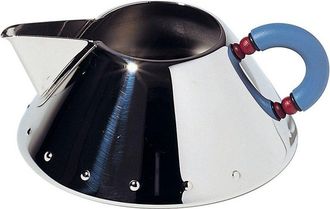 Alessi Rahmkännchen aus Edelstahl mit Griff aus PA, hellblau, 9.2 x 11 x 30.5 cm, Silber