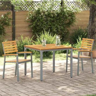 vidaXL Vidaxl - Gartenstuhl 2 pcs Braun 56 x 57 x 87cm Massivholz Akazie