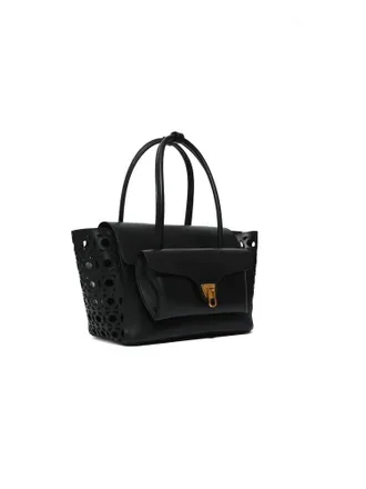 Coccinelle Womens Handbag Black Calf Split Leather Bags - Handbags