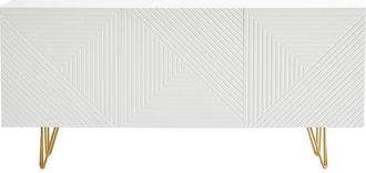 Miliboo Miliboo - Buffet design blanc et métal doré 3 portes L160 cm ozen