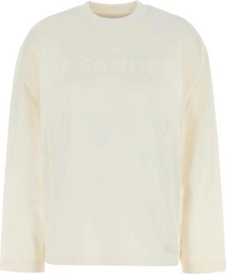 Jil Sander Femme, Tops, Blanc, Taille: 42 FR T-shirt oversize &agrave; manches longues en coton