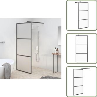 vidaXL Paroi de douche 90x195 cm Verre ESG d&eacute;poli Noir - Mur De Douche - Cabine De Douche - Paroi De Douche - Douche Vitr&eacute;e - Salle De Bain