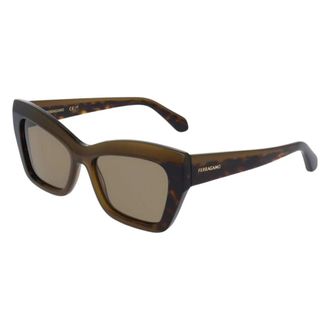 Ferragamo Femme, Accessoires, Vert, Taille: 54 MM Lunettes de soleil papillon